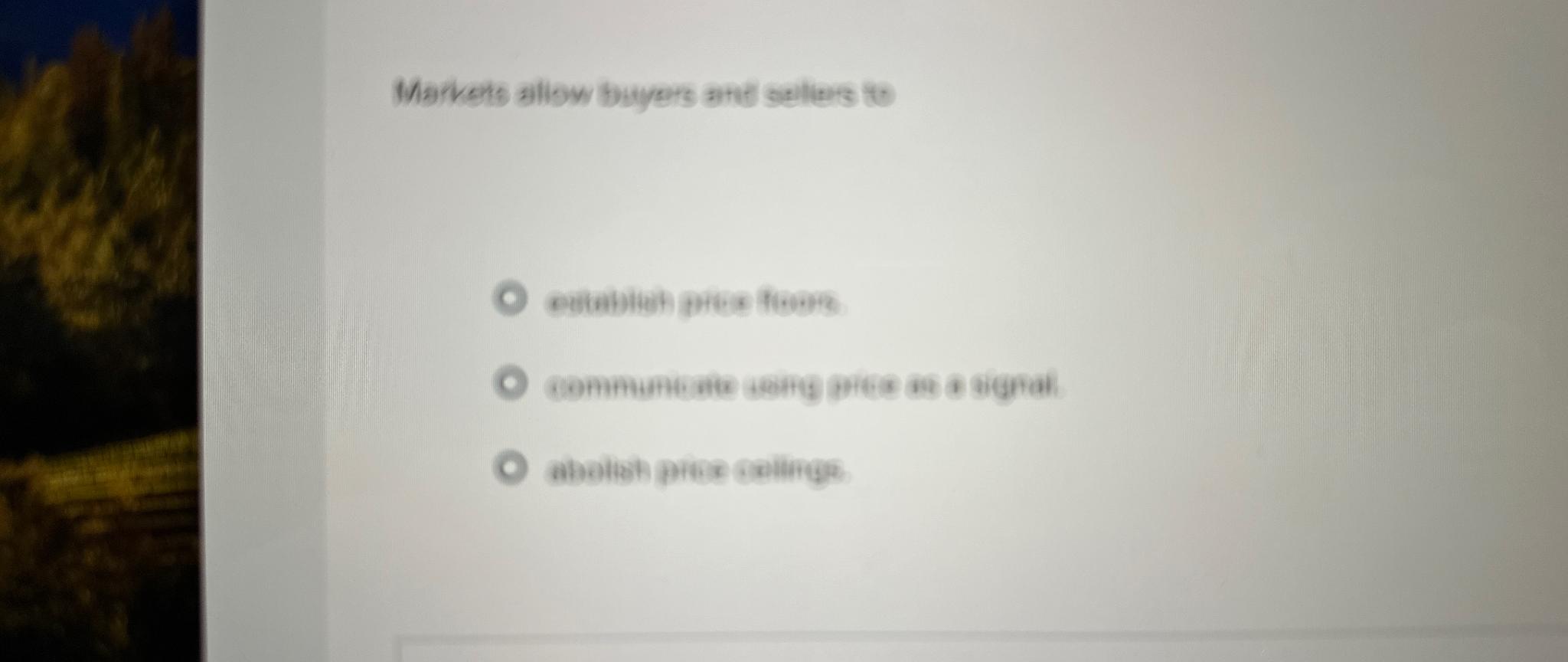 Solved Markets allow buyers and selles to 1 ﻿establish price | Chegg.com