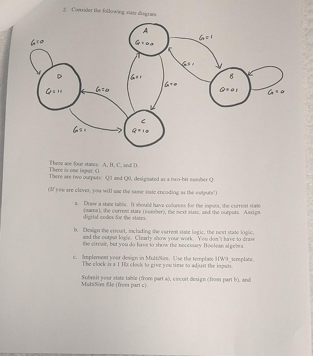 Solved 2. Consider the following state diagram. There are | Chegg.com