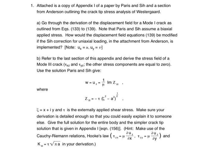 Solved 1. Attached is a copy of Appendix I of a paper by | Chegg.com