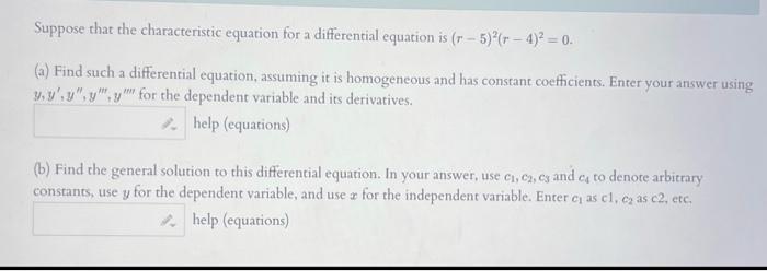 Suppose that the characteristic equation for a | Chegg.com