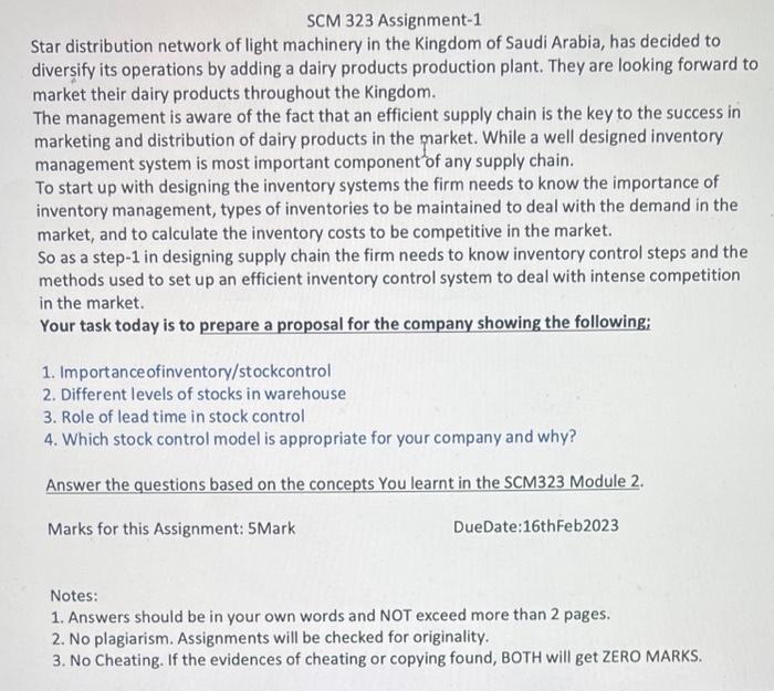 Solved SCM 323 Assignment-1 Star distribution network of | Chegg.com