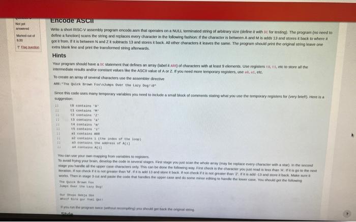 Solved Write a short RISC-V assembly program encode.asm that | Chegg.com