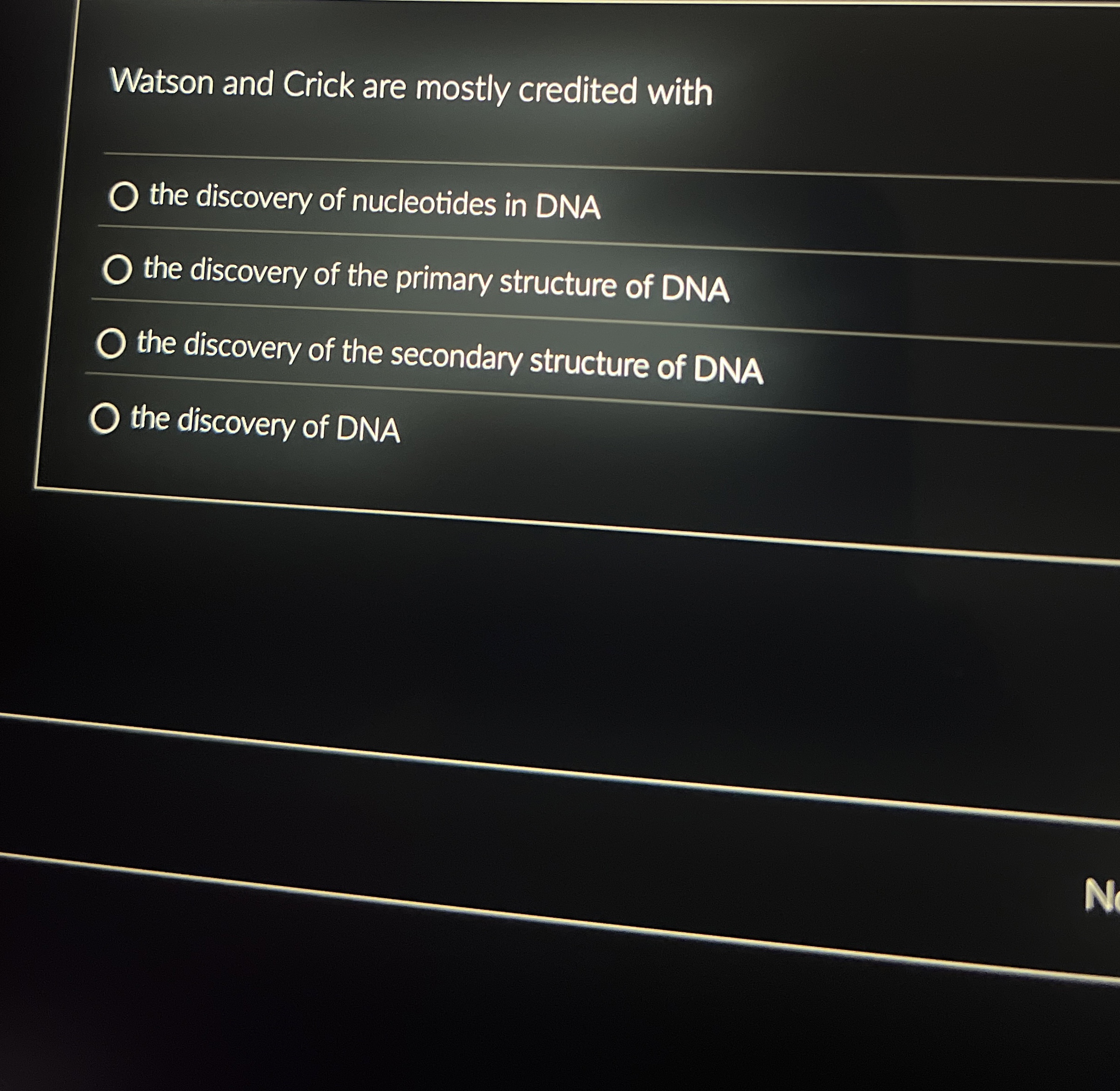 Solved Watson and Crick are mostly credited withthe | Chegg.com
