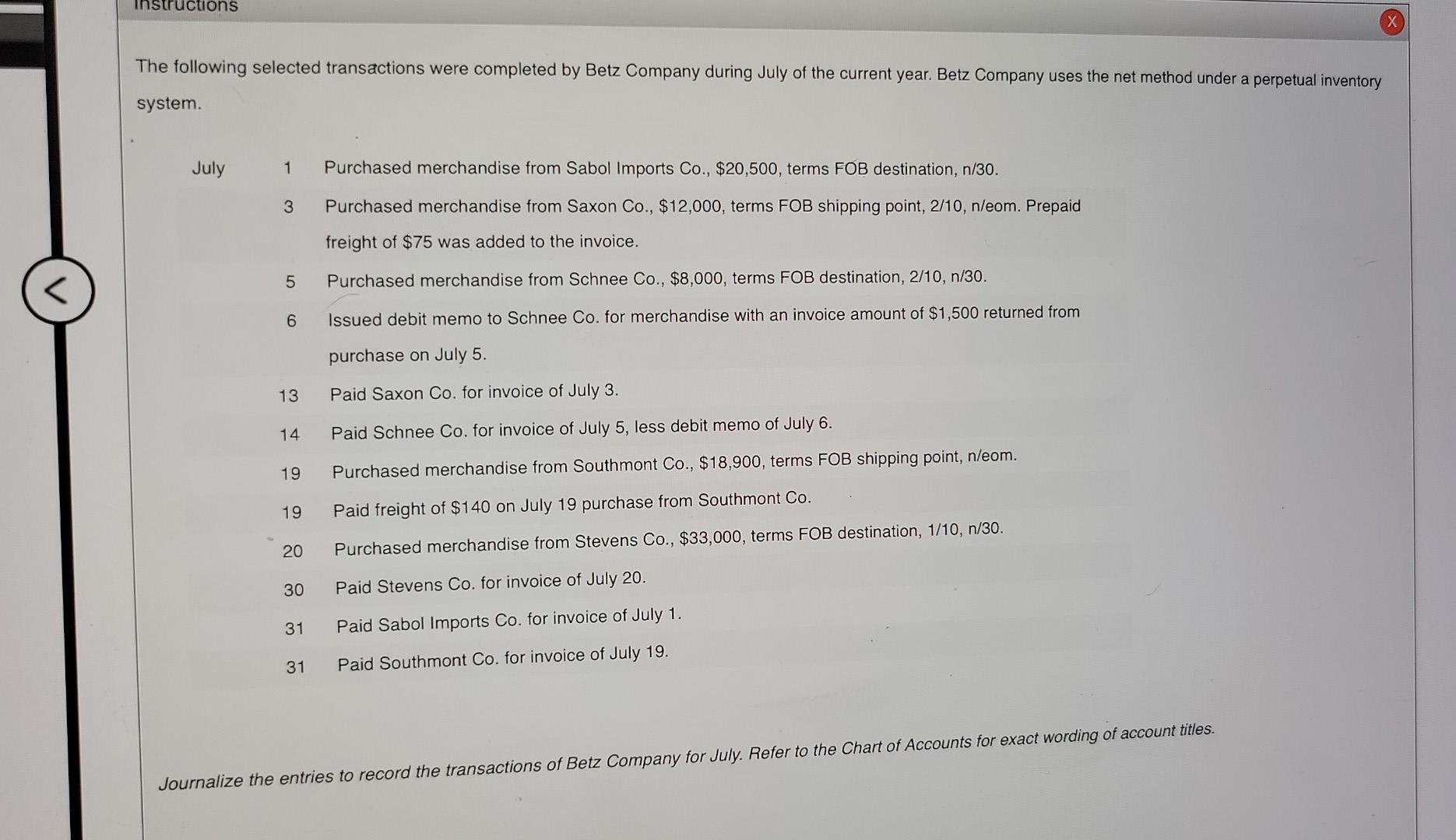 Solved Instructions The Following Selected Transactions Chegg