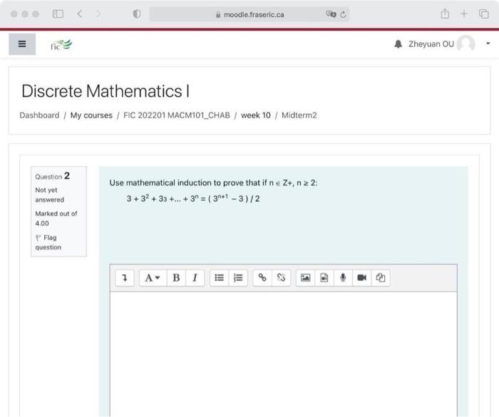 Solved Discrete Mathematics I Dashboard / My courses / FiC | Chegg.com