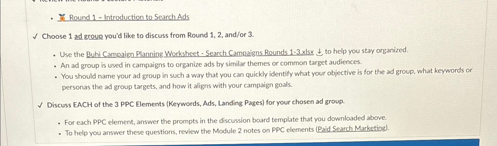 Solved I Round 1 - ﻿Introduction to Search Ads ﻿Choose 1 | Chegg.com
