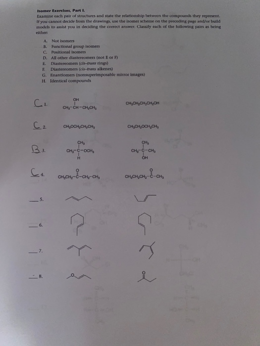 Solved Isomer Exercises, Part 1 Examine each pair of | Chegg.com