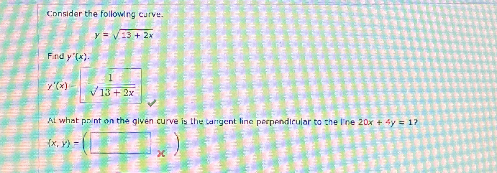 Solved Consider the following curve.y=13+2x2Find | Chegg.com
