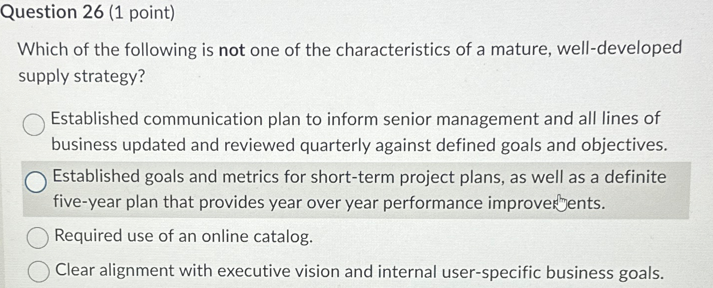 Solved Question 26 (1 ﻿point)Which of the following is not | Chegg.com