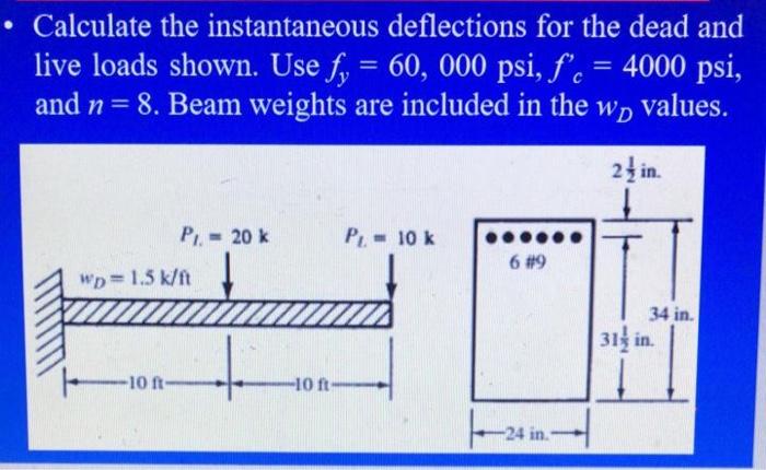 Solved Calculate the instantaneous deflections for the dead | Chegg.com