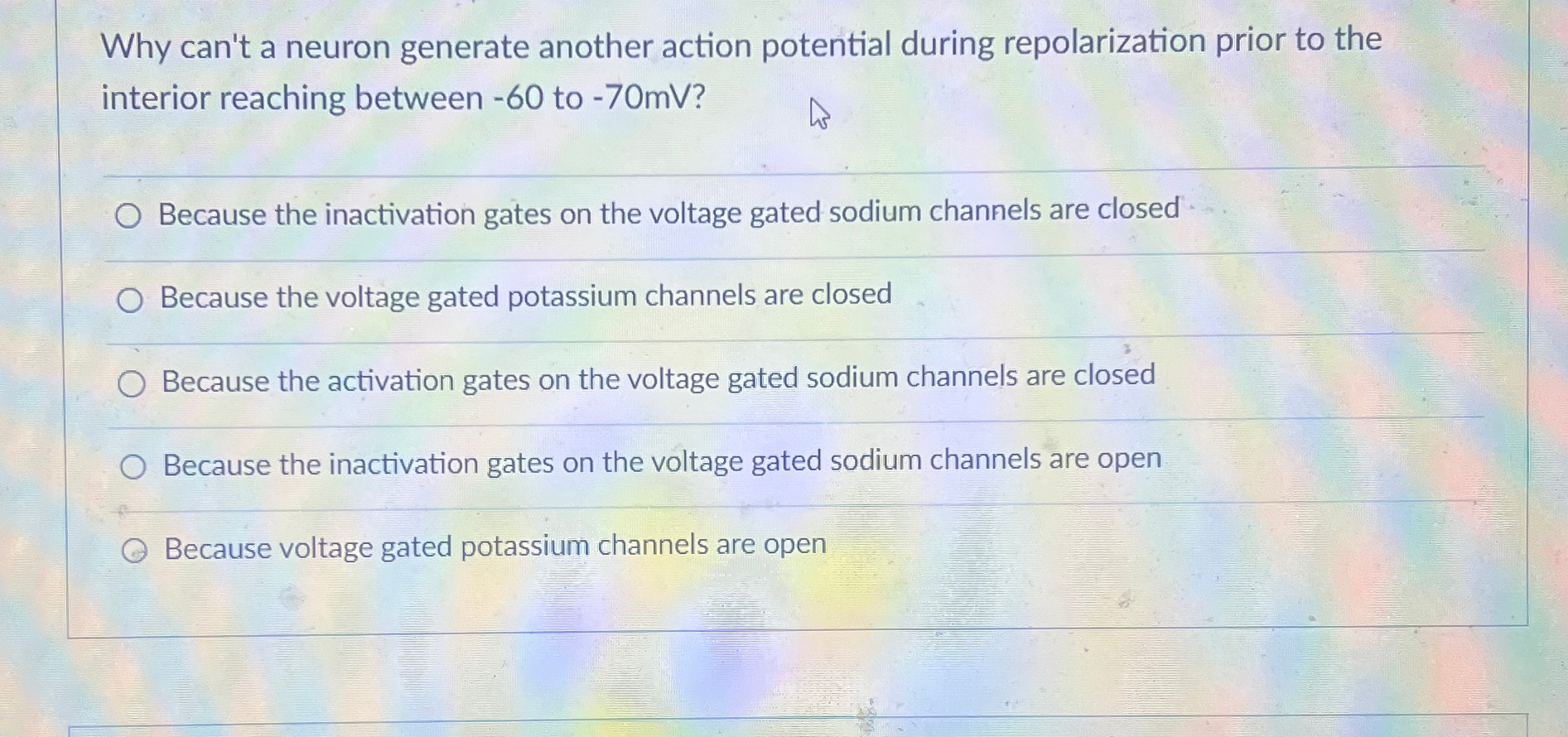 Solved Why can't a neuron generate another action potential | Chegg.com