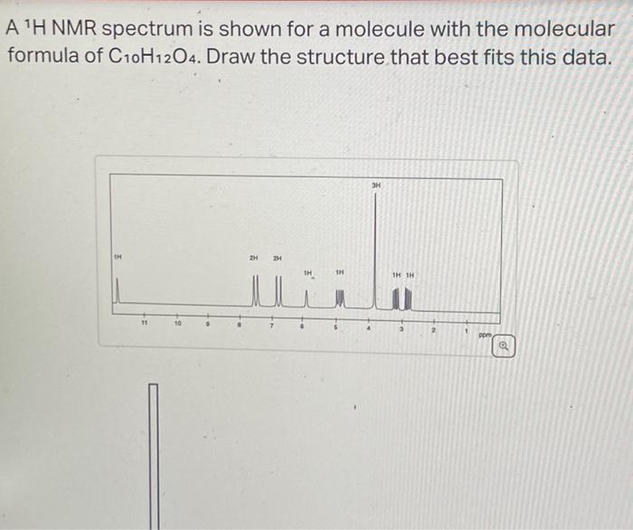 Solved A1H NMR spectrum is shown for a molecule with the | Chegg.com