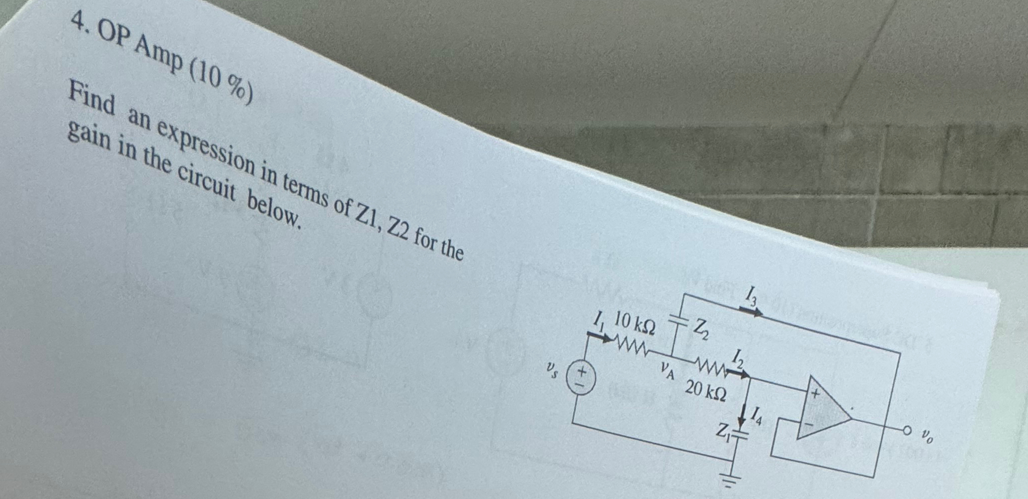 Solved Op ?Amp(10%) ﻿Find an expression in terms of sain in | Chegg.com