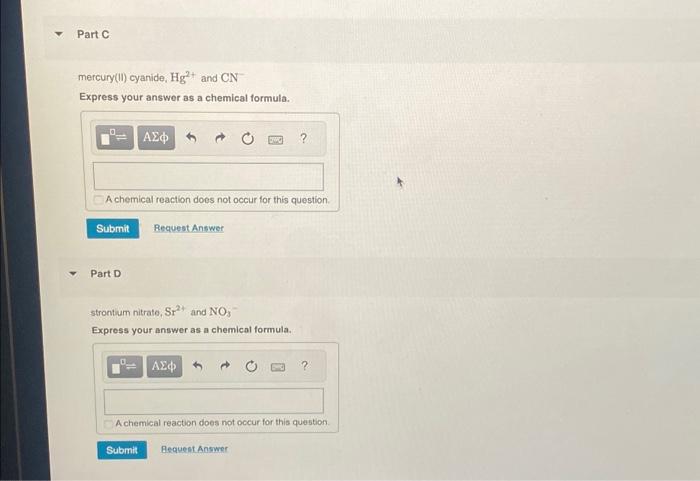 Solved Part C 2+ mercury(II) cyanide, Hg²+ and CN Express | Chegg.com