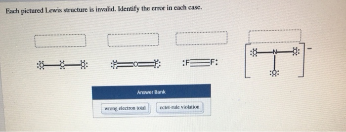 Solved Each pictured Lewis structure is invalid. Identify | Chegg.com