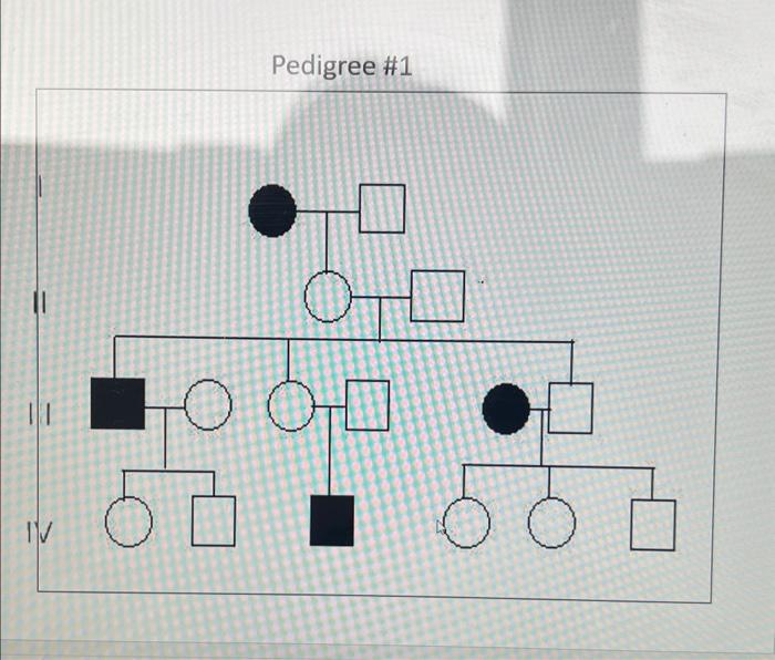 Solved pedigree #1 can only present which of the following | Chegg.com