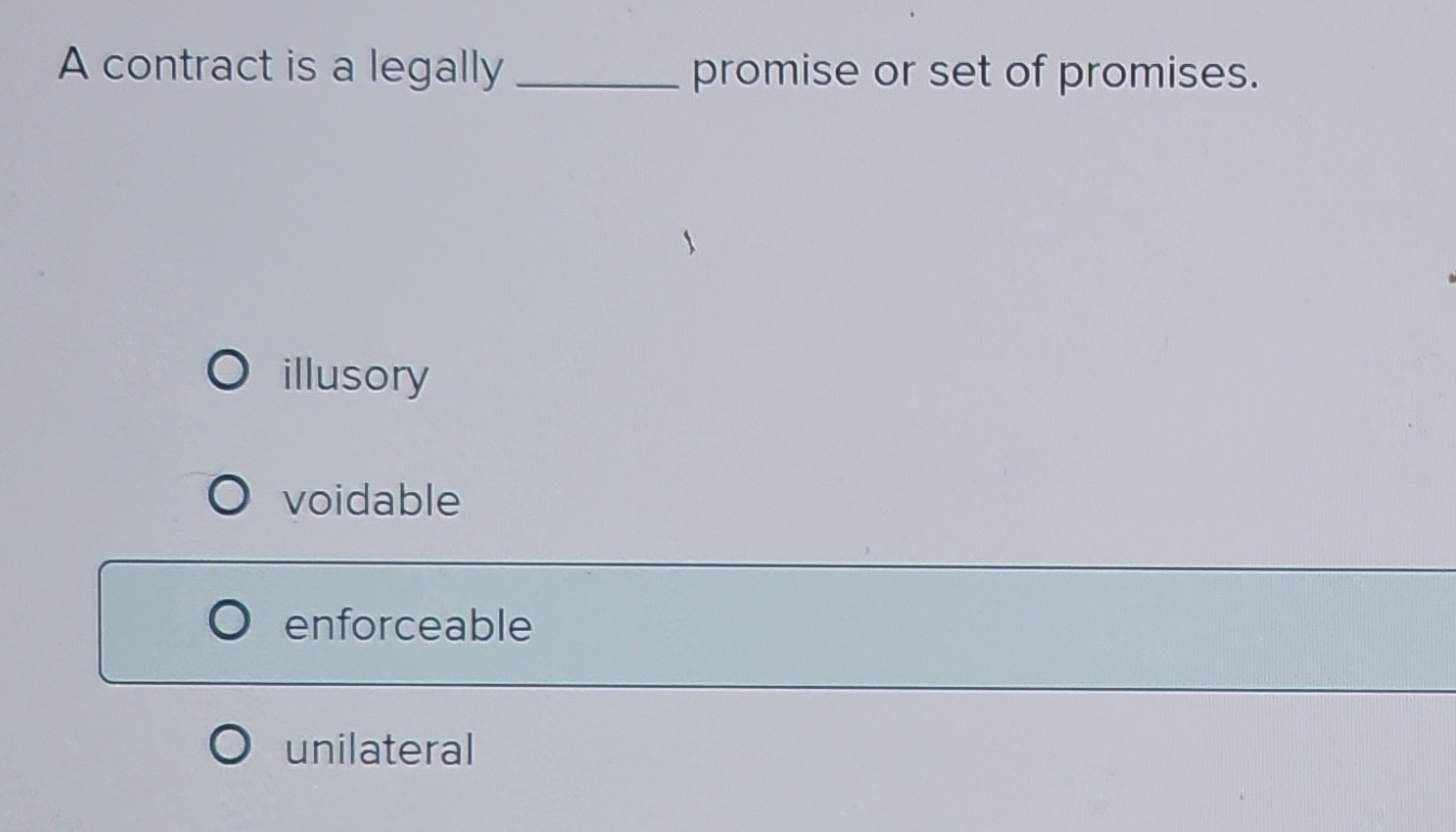 Solved A contract is a legally ﻿promise or set of | Chegg.com