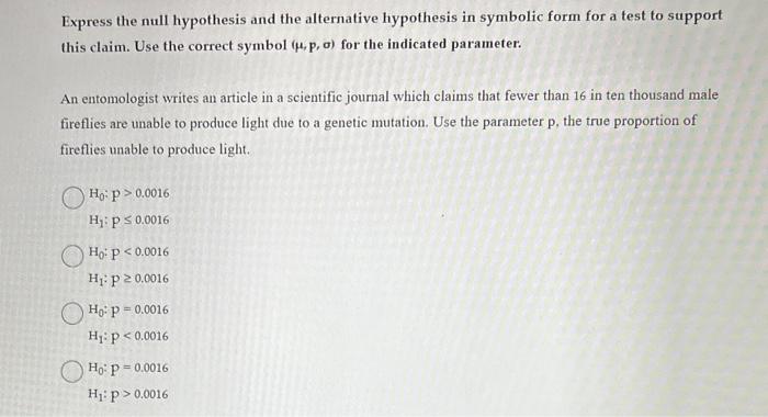 Solved Express the null hypothesis and the alternative | Chegg.com