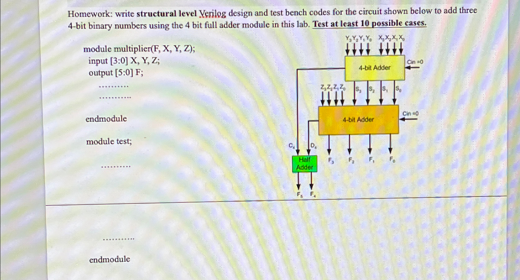 Solved Homework: write structural level Yerilog design and | Chegg.com