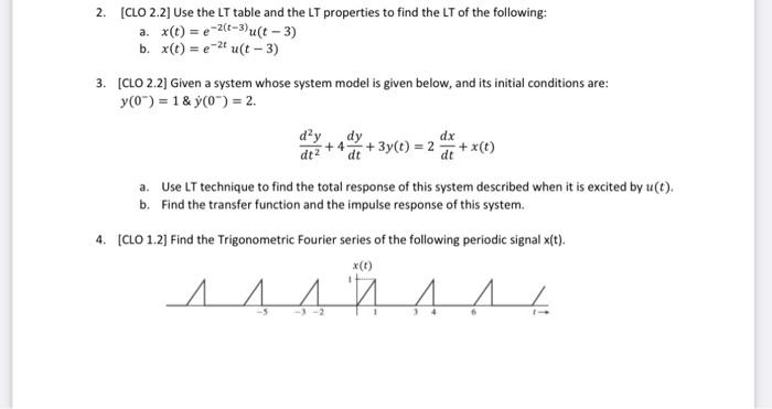 Solved 2. [CLO 2.2] Use the LT table and the LT properties | Chegg.com