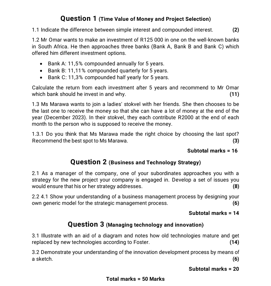 Solved Question 1 (Time Value of Money and Project | Chegg.com