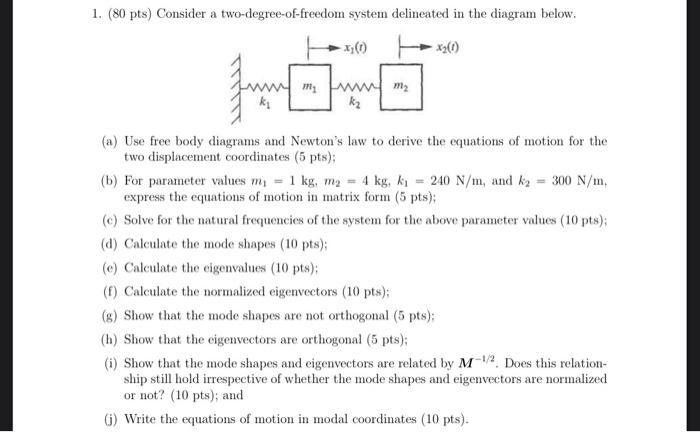 Solved 1. (80pts) Consider a two-degree-of-freedom system | Chegg.com