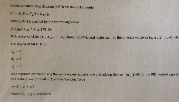 Solved Develop a math flow diagram (MFD) for the rocket | Chegg.com
