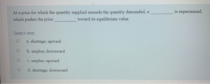 Solved is experienced, At a price for which the quantity | Chegg.com