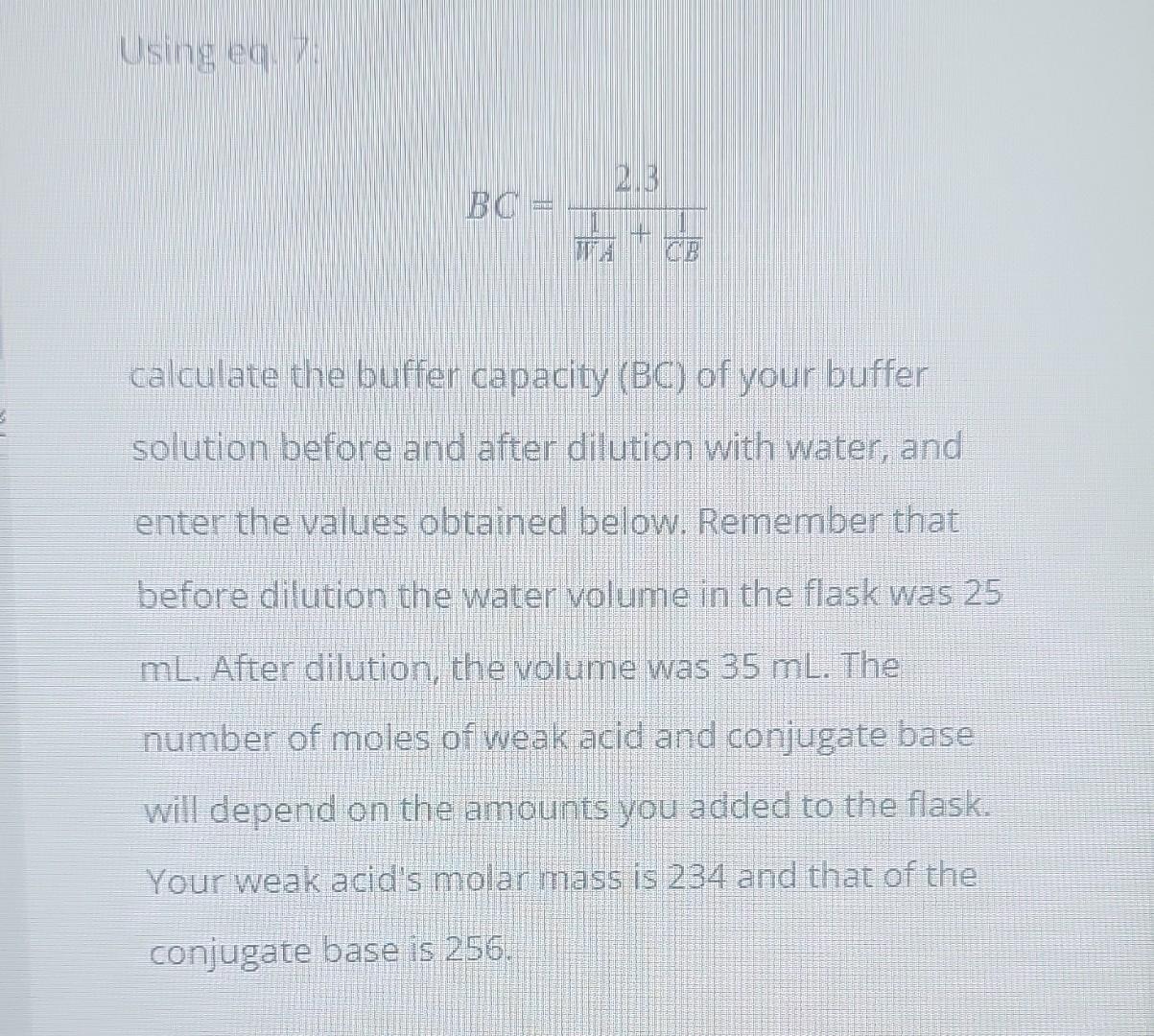 Solved BC=π⋅A1+CB12.3 calculate the buffer capacity (BC) of | Chegg.com