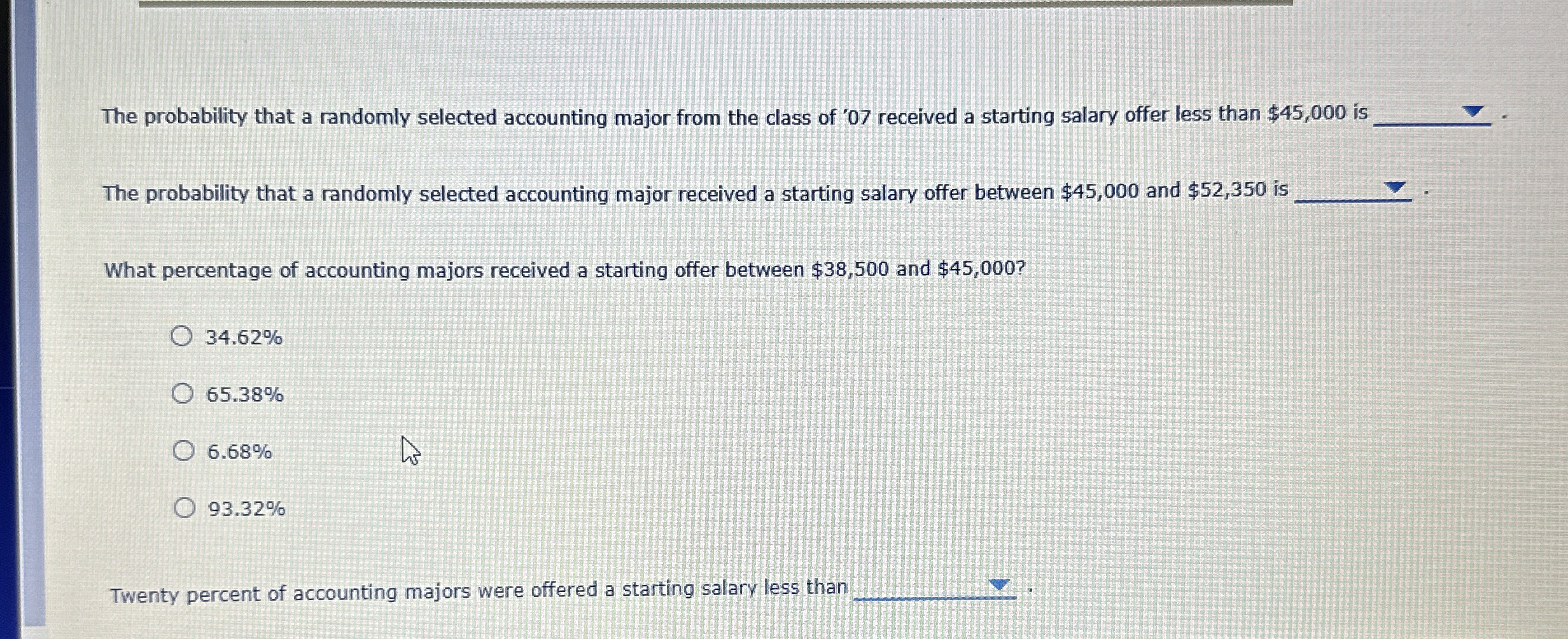 Solved The probability that a randomly selected accounting | Chegg.com
