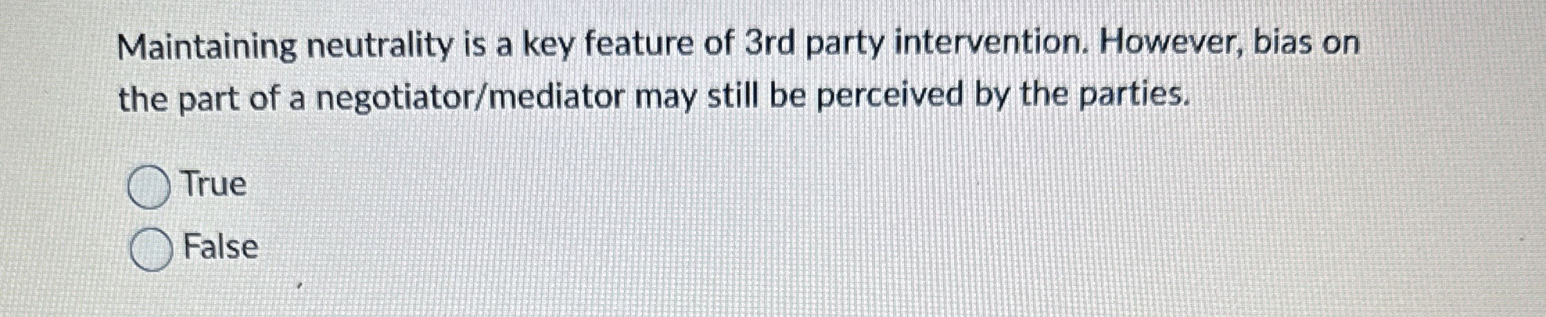 Solved Maintaining neutrality is a key feature of 3rd party | Chegg.com