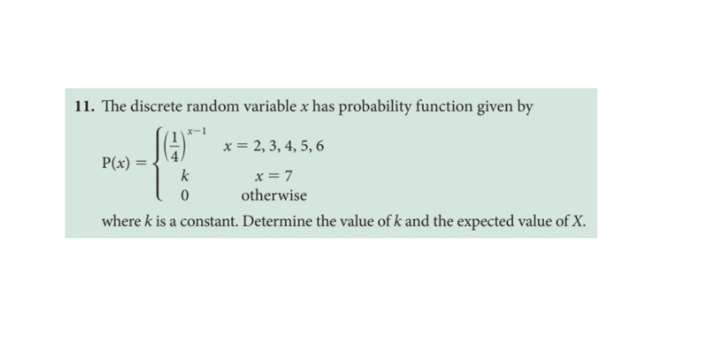 Solved The discrete random variable x ﻿has probability | Chegg.com