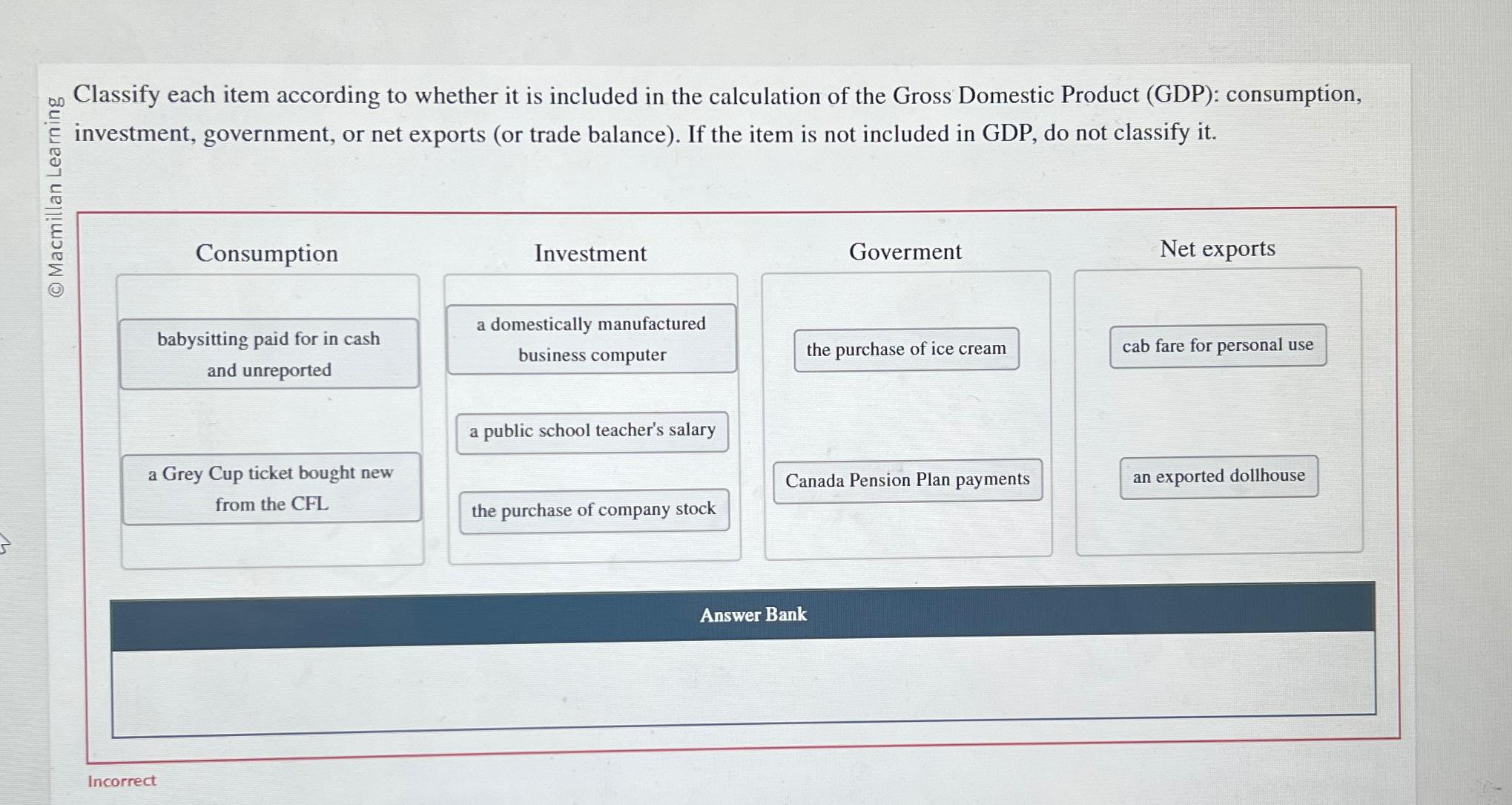 Solved Classify each item according to whether it is | Chegg.com