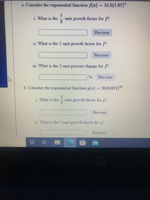 Solved a. Consider the exponential function f(t) = | Chegg.com