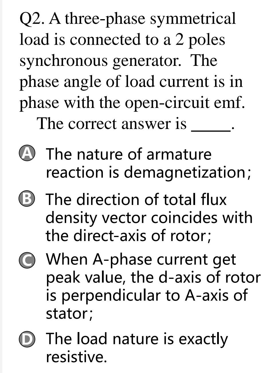 Solved Q2. A three-phase symmetrical load is connected to a | Chegg.com