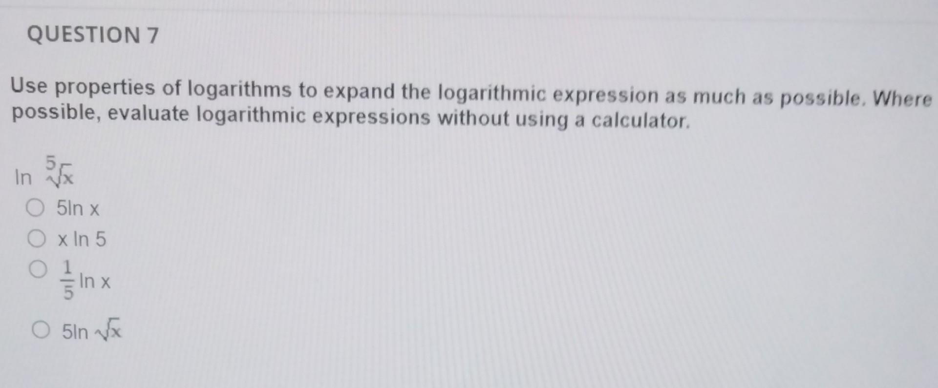 Solved Use properties of logarithms to expand the | Chegg.com