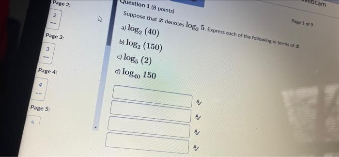 Solved Page 2: bcam 2 2 Page 1 Question 1 (8 points) Suppose | Chegg.com