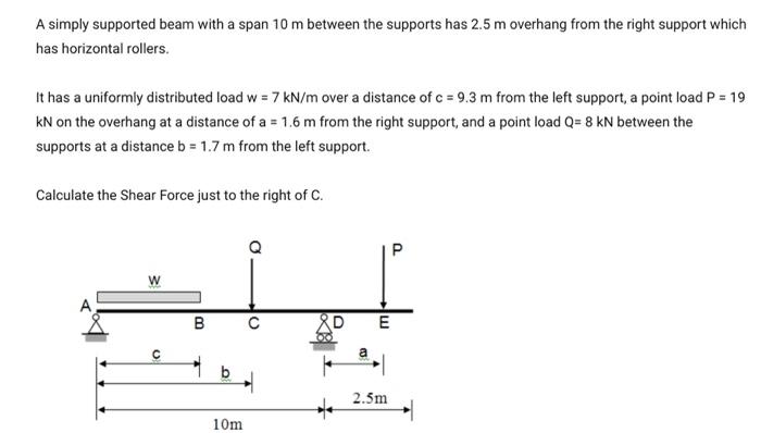 A simply supported beam with a span 10 m between the | Chegg.com