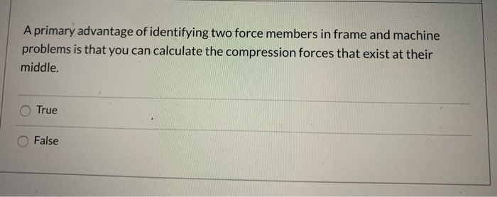 Solved A primary advantage of identifying two force members | Chegg.com