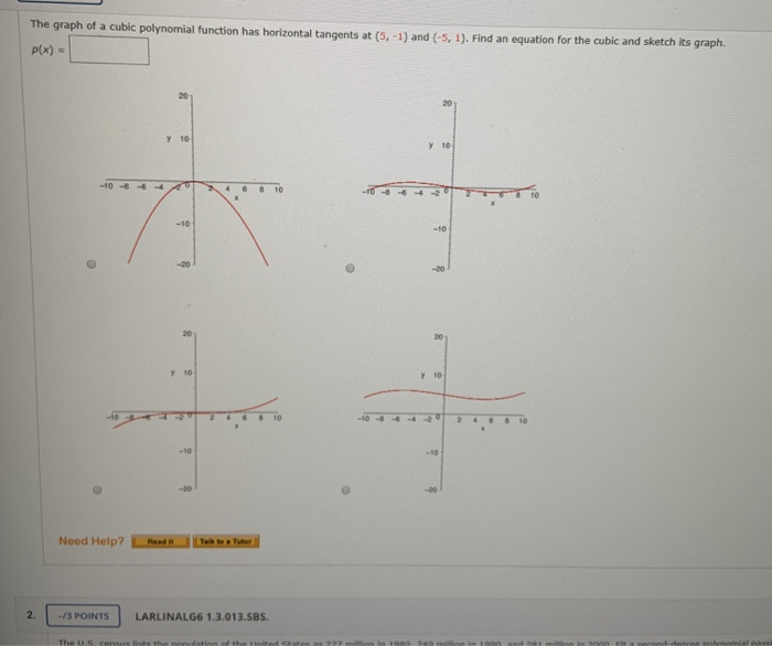 Solved The graph of a cubic polynomial function has | Chegg.com