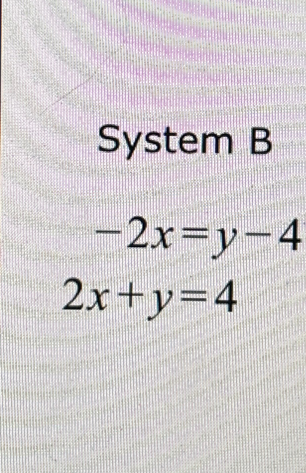 Solved System B-2x=y-42x+y=4Choose the best description of | Chegg.com