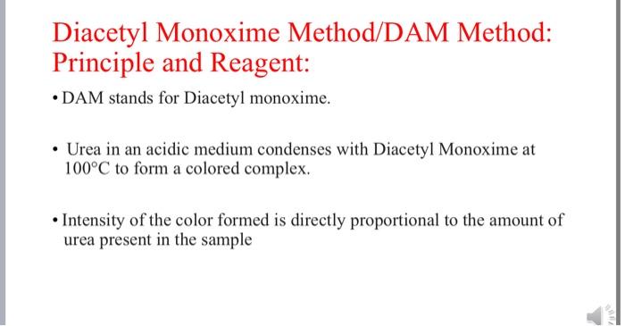 Solved Determination of Blood Urea By DAM (Diacetyl | Chegg.com