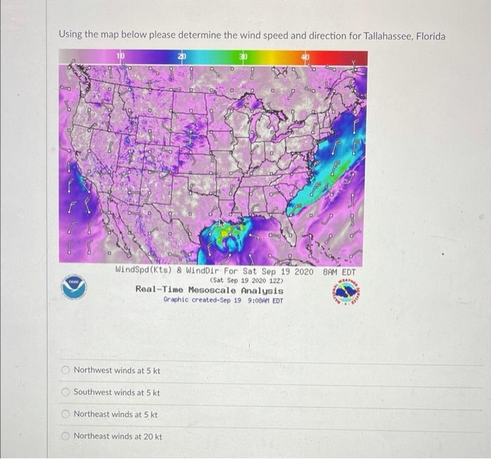 Solved Using the map below please determine the wind speed | Chegg.com