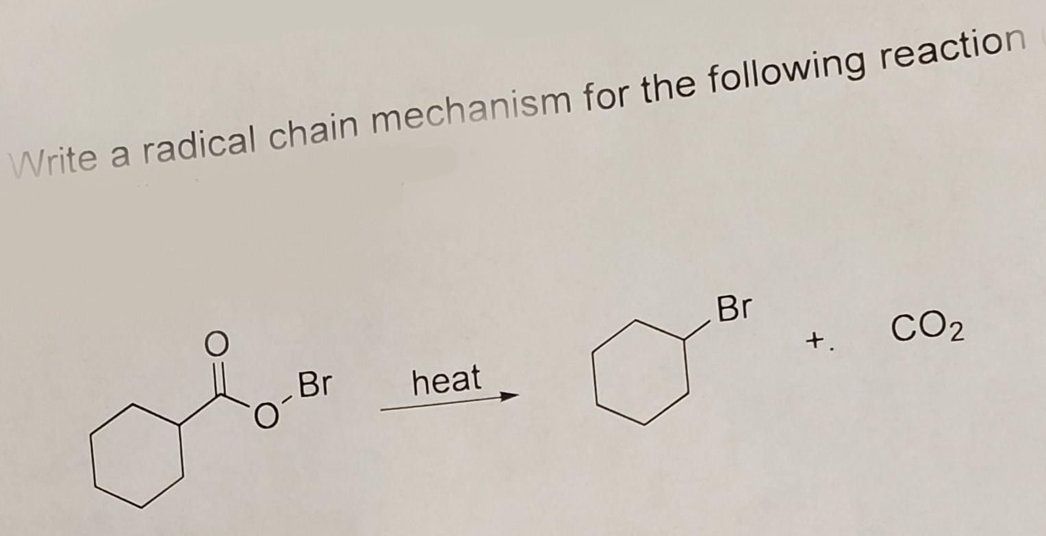Solved Write a radical chain mechanism for the following | Chegg.com