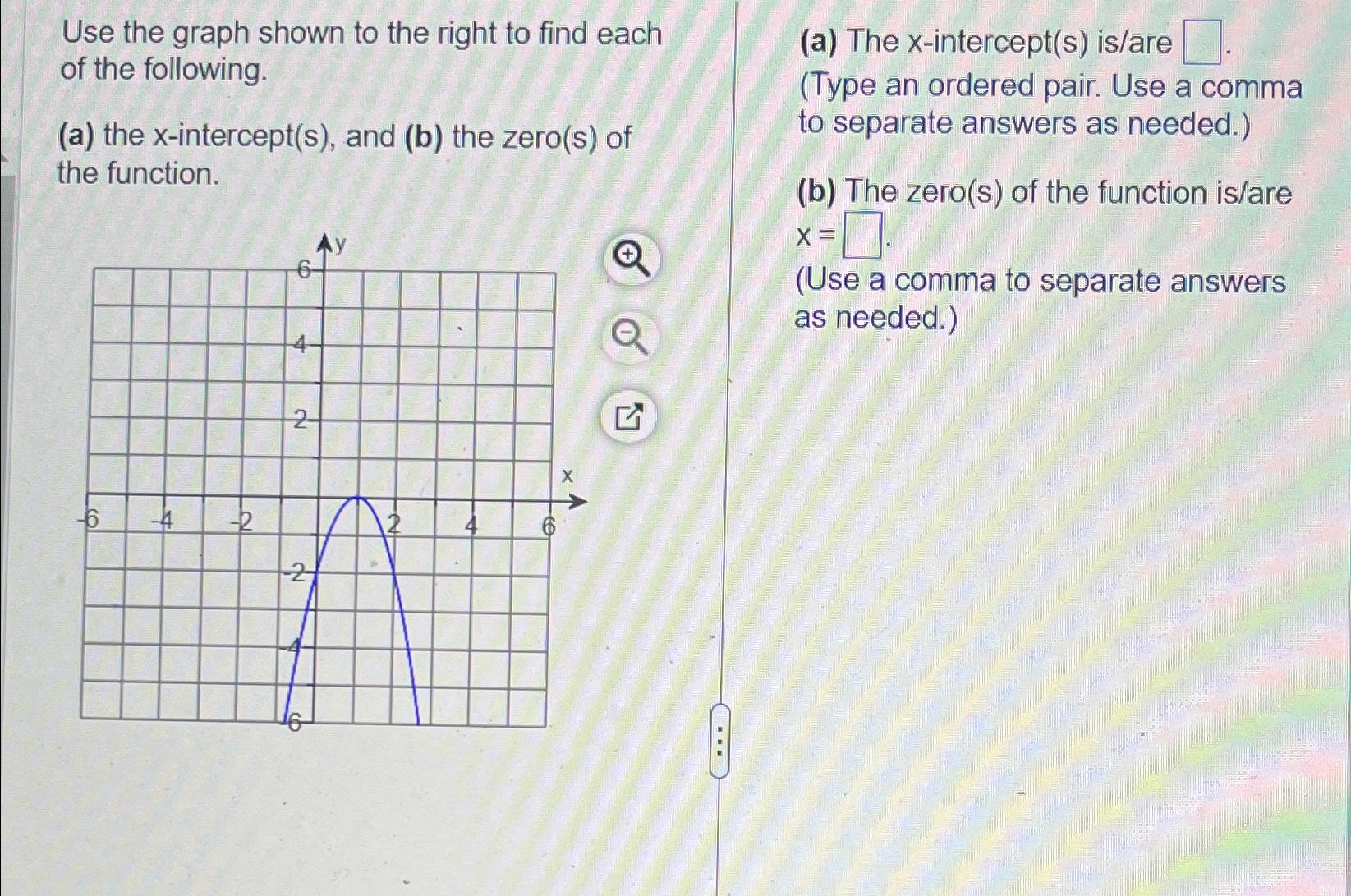 Solved Use the graph shown to the right to find each of the | Chegg.com
