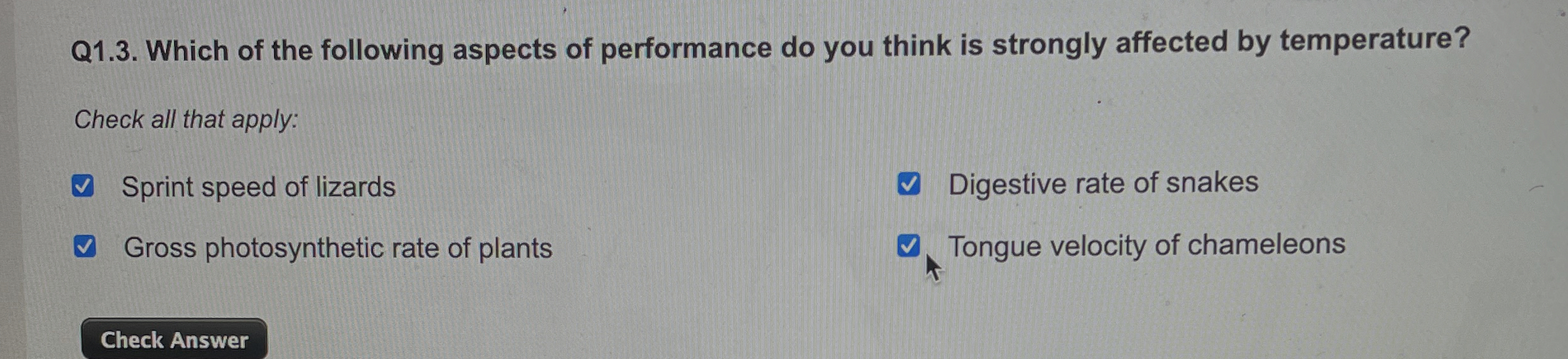 Solved Q1.3. ﻿Which of the following aspects of performance | Chegg.com