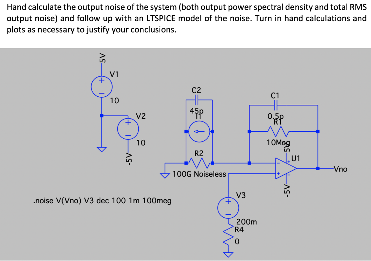 Hand calculate the output noise of the system (both | Chegg.com