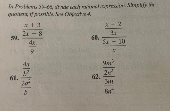 Solved In Problems 59-66, divide each rational expression. | Chegg.com