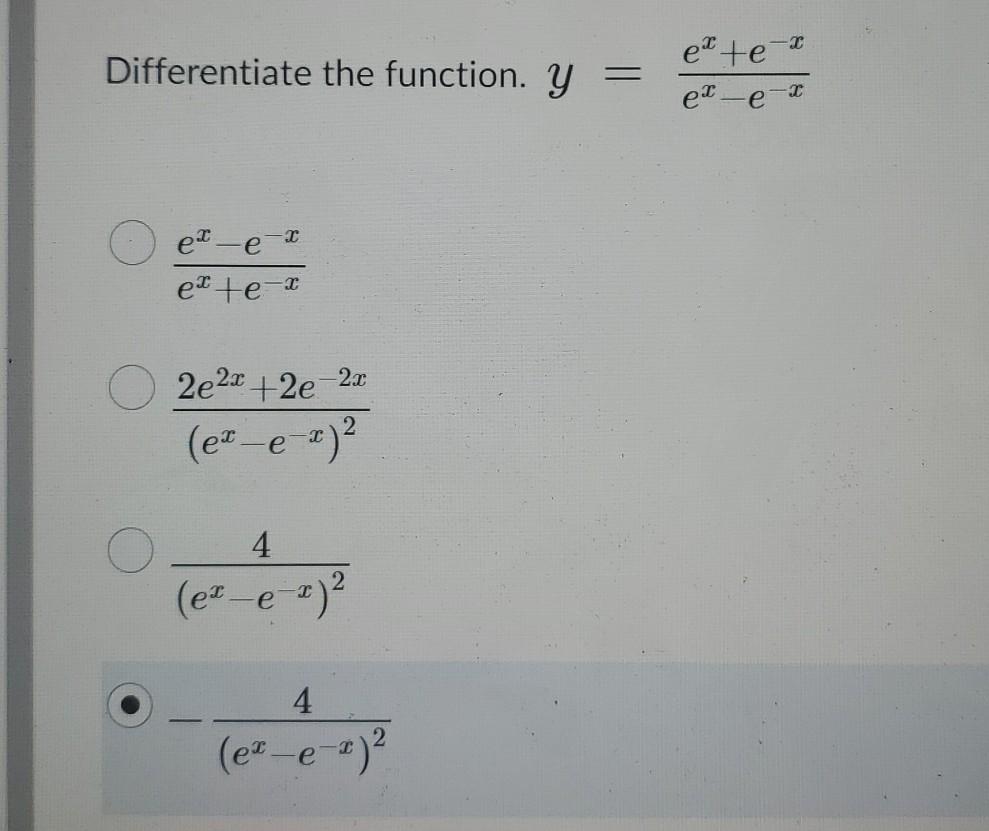 Solved - Differentiate the function. Y - et te er -e - et-e | Chegg.com