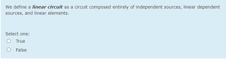 Solved We define a linear circuit as a circuit composed | Chegg.com